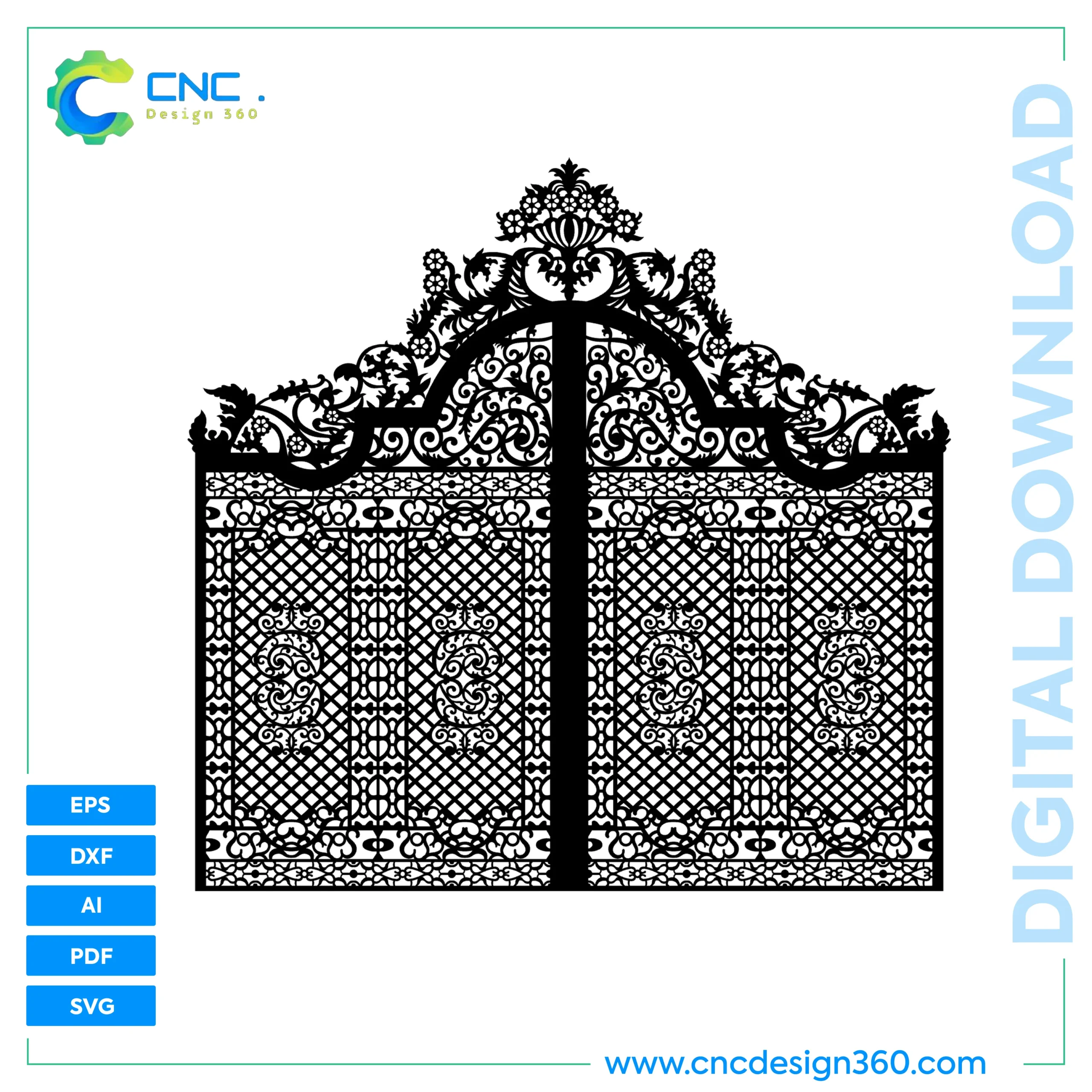 Luxury house entrance gate – CNC File Included, DXF, SVG, AI, PDF, EPS ...