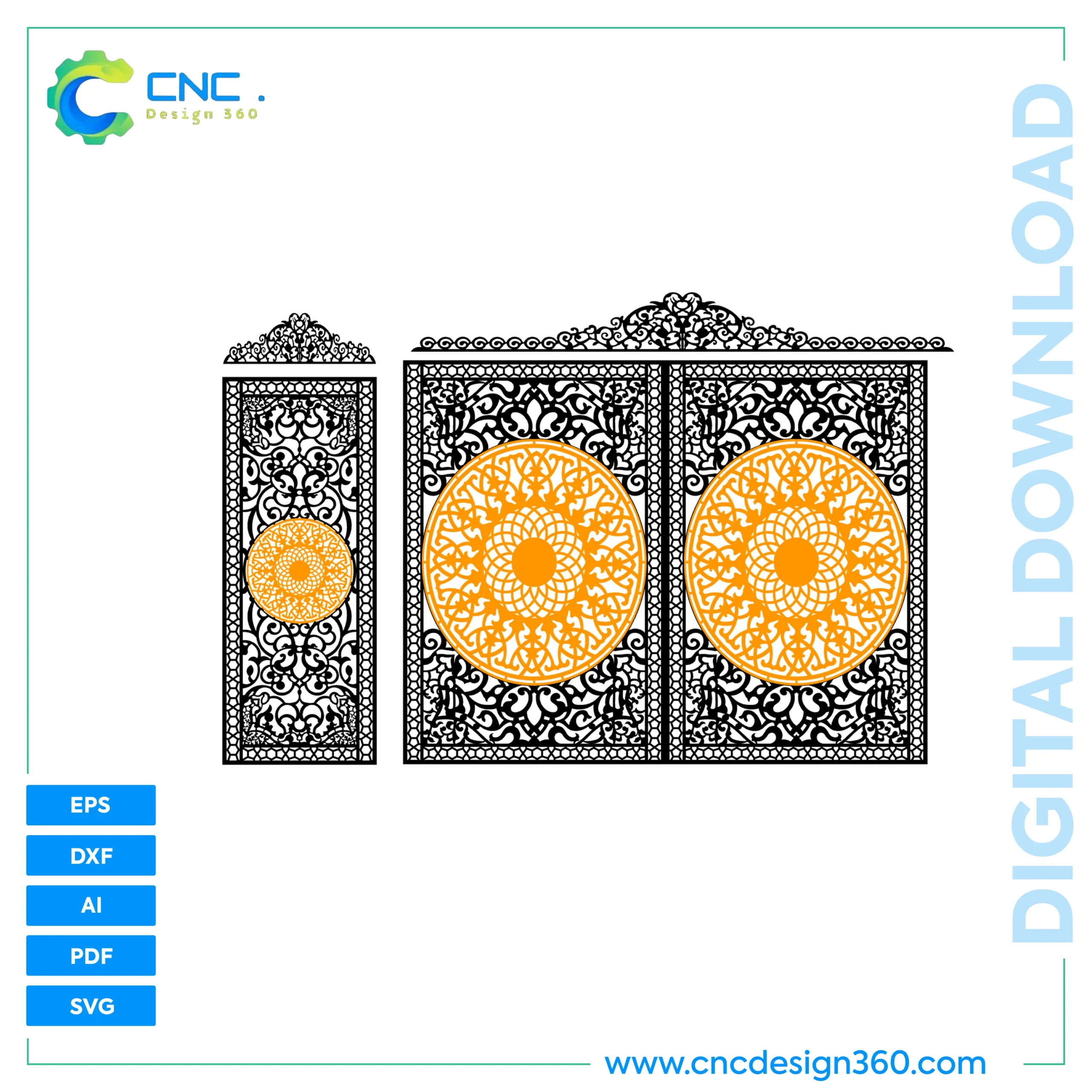 CNC Design: Ornamental Mandala Gate – Laser Cut File, Ready to Use, DXF ...
