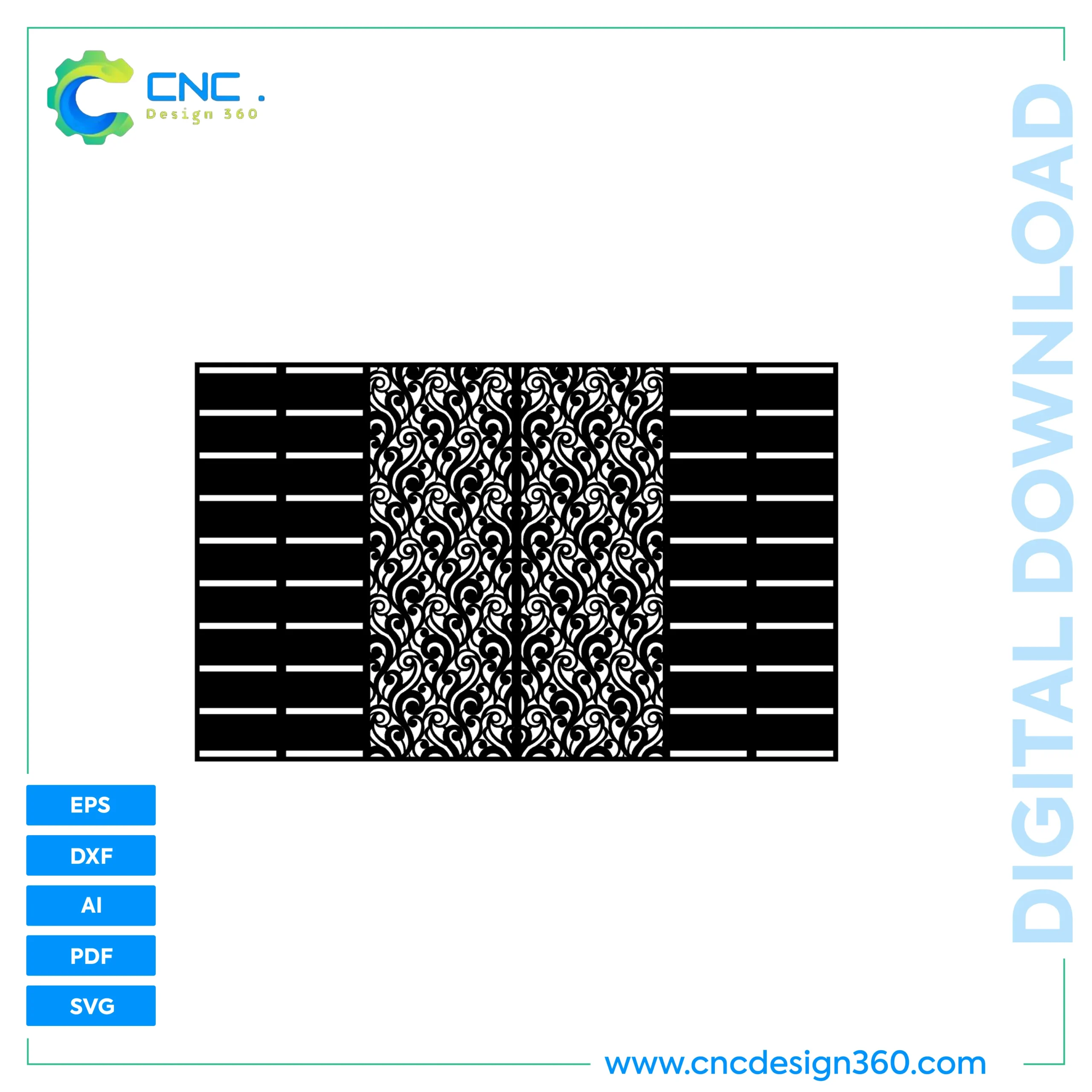 Swirl Bar Gate – Laser Cut CNC File, DXF, SVG, AI, PDF, EPS | Digital ...