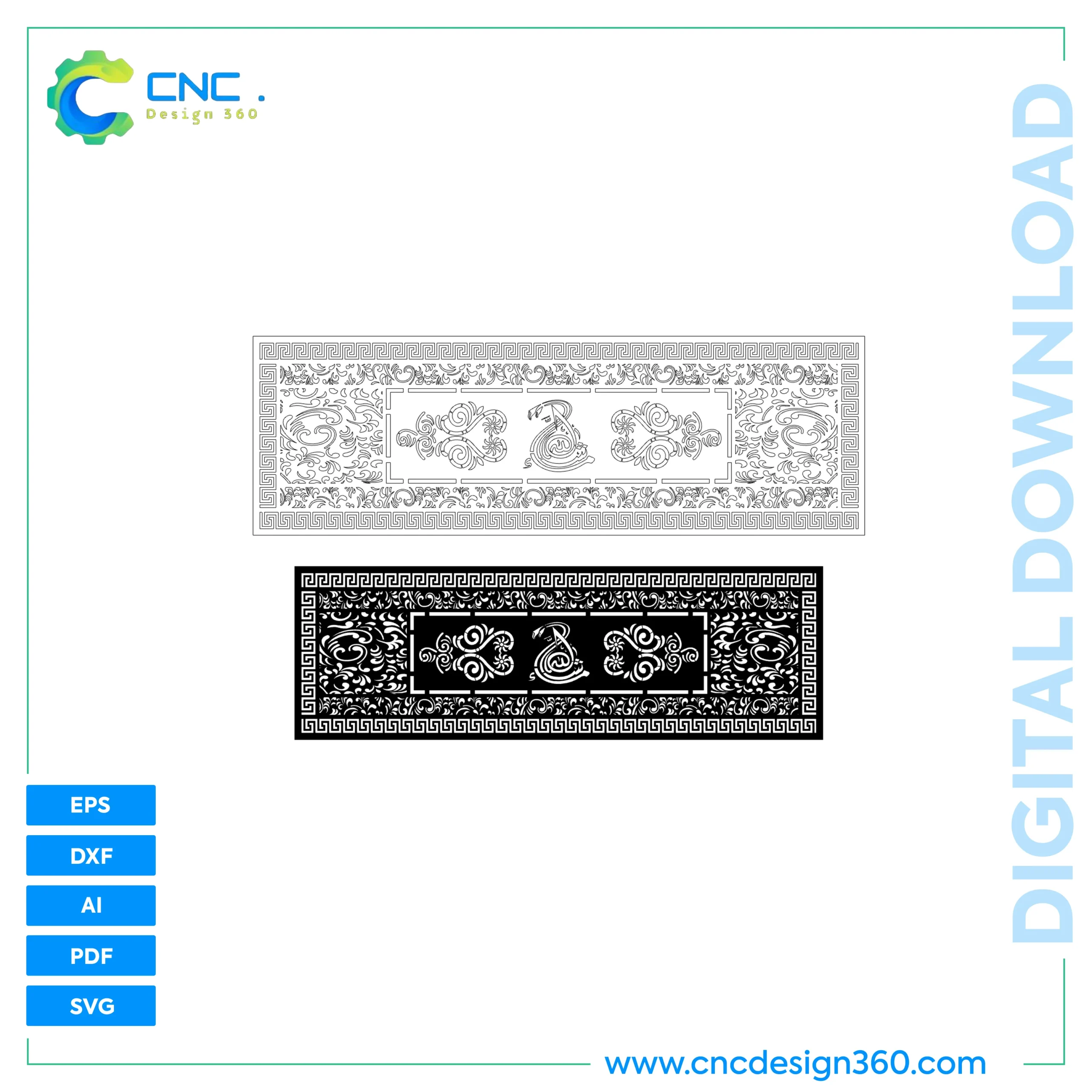 Ornate Floral Border Panel – Laser Cut File | Digital File | EPS, AI ...