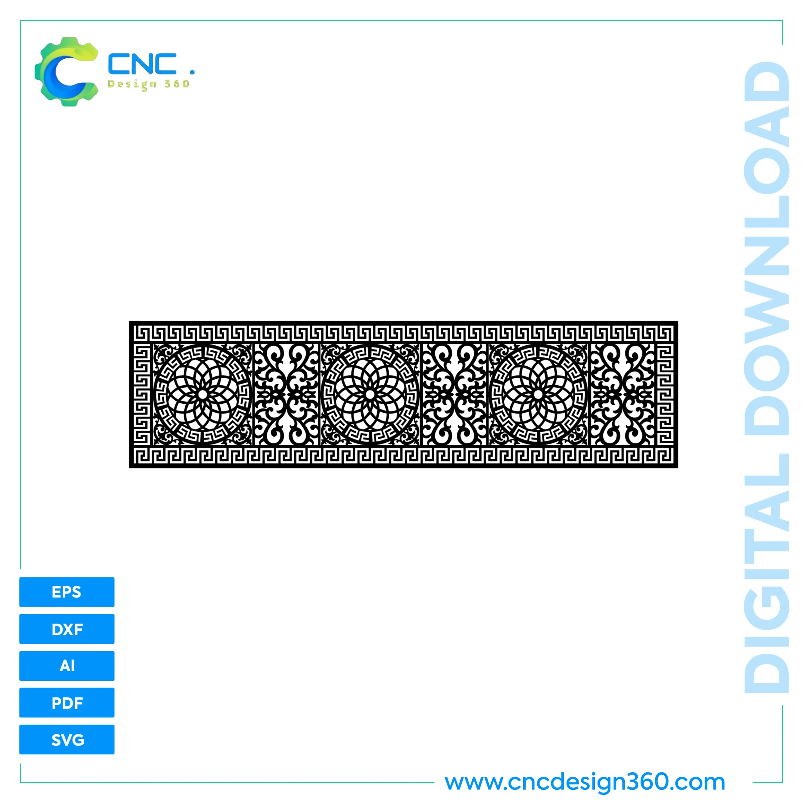 Interlocking Geometric Star Grill with Greek Key Borders – Stair ...
