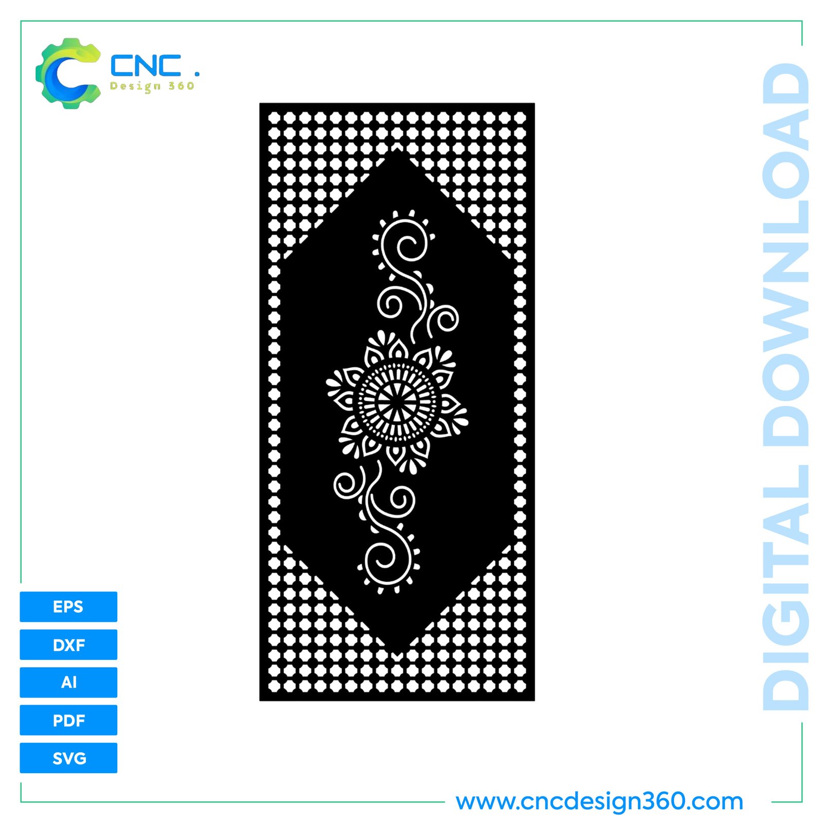Islamic Floral Pattern Gate Design | CNC Vector File SVG DXF PDF AI EPS ...