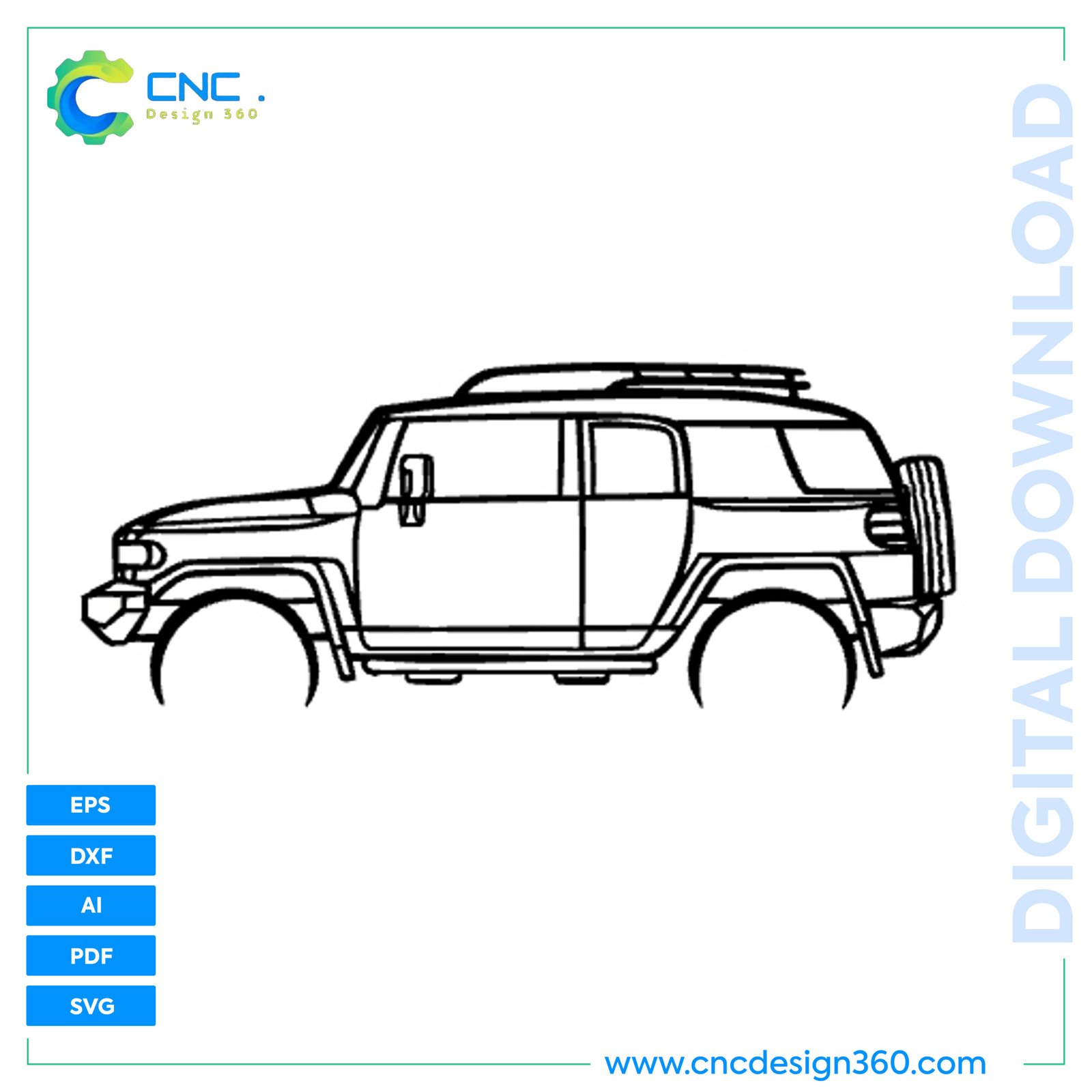 Family Trip Jeep Vector Design Side Pose | CNC Cutting File - SVG DXF ...