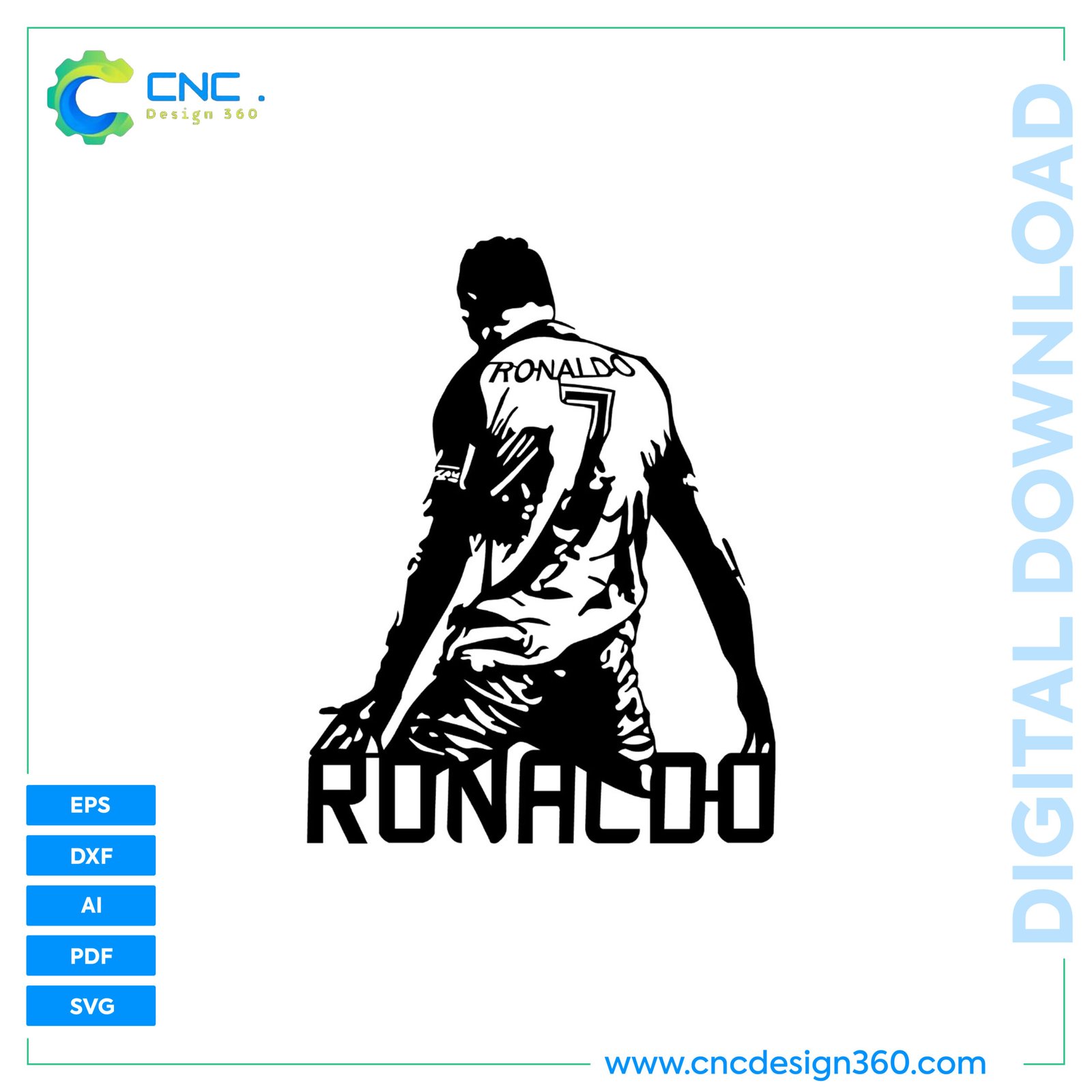 Cristiano Ronaldo Silhouette Backpose | Football CNC Vector File SVG ...