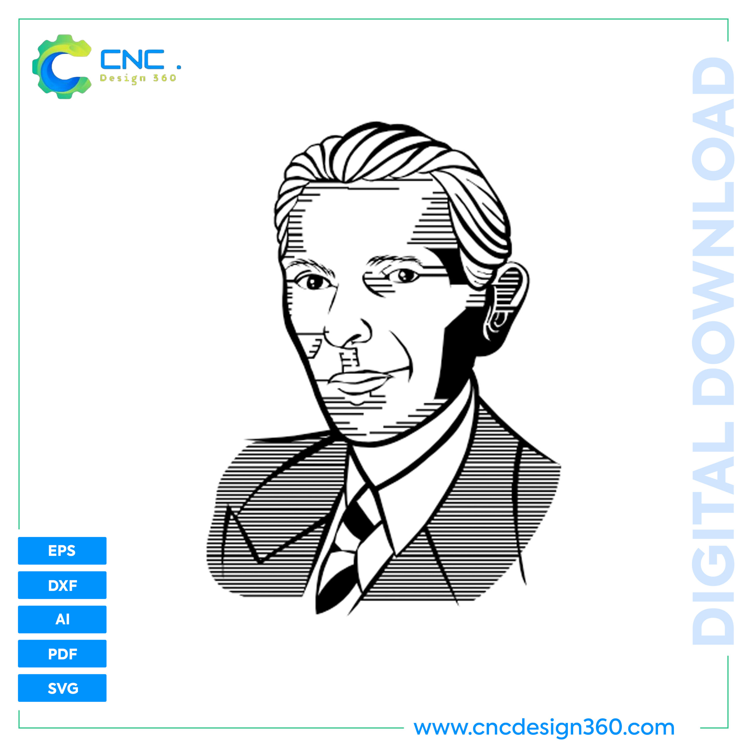 Quaid-e-Azam Portrait Vector Design – CNC Laser Cut File | SVG, DXF ...