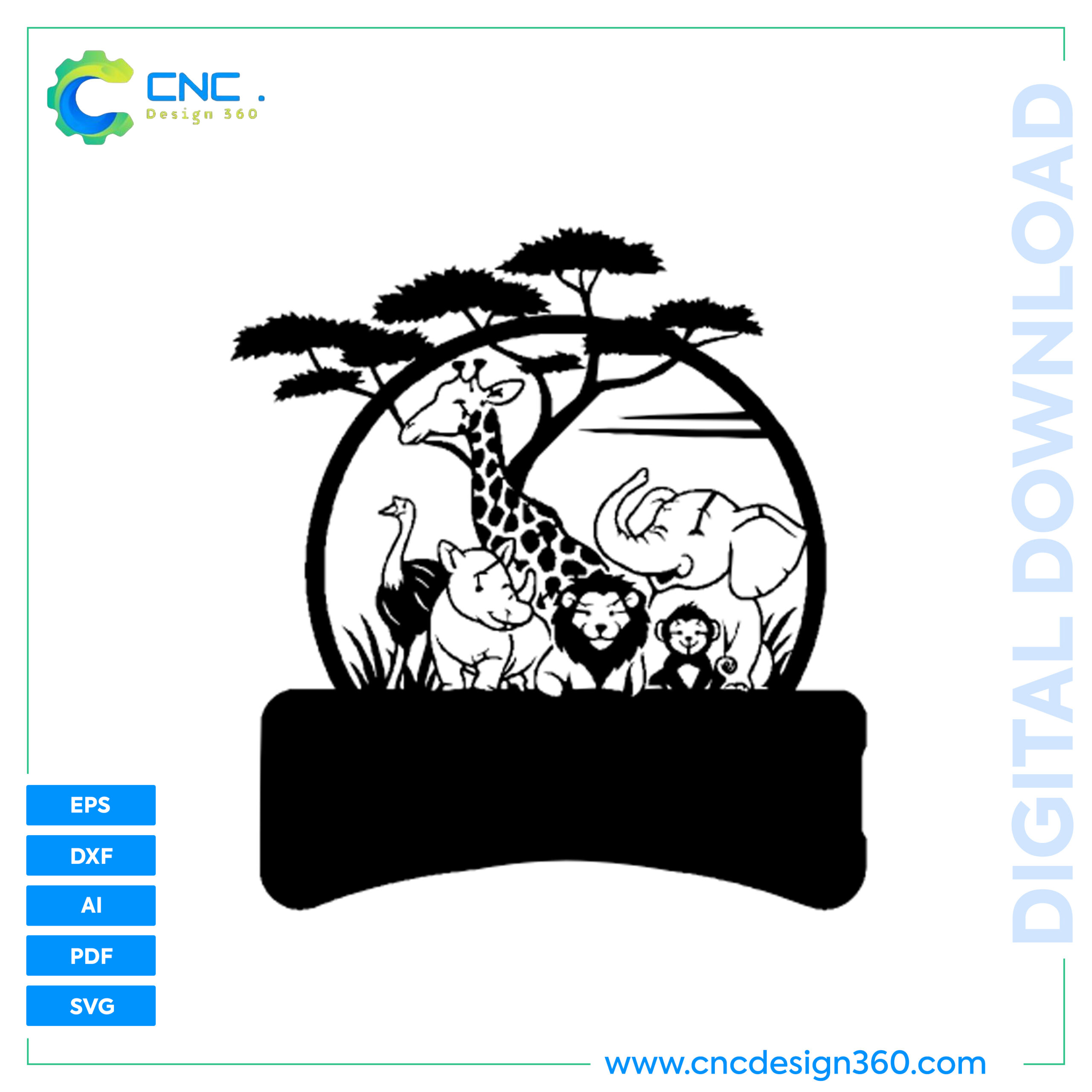 Jungle Zoo Name Plate Vector Design for Kids – CNC Laser Cut File | SVG ...