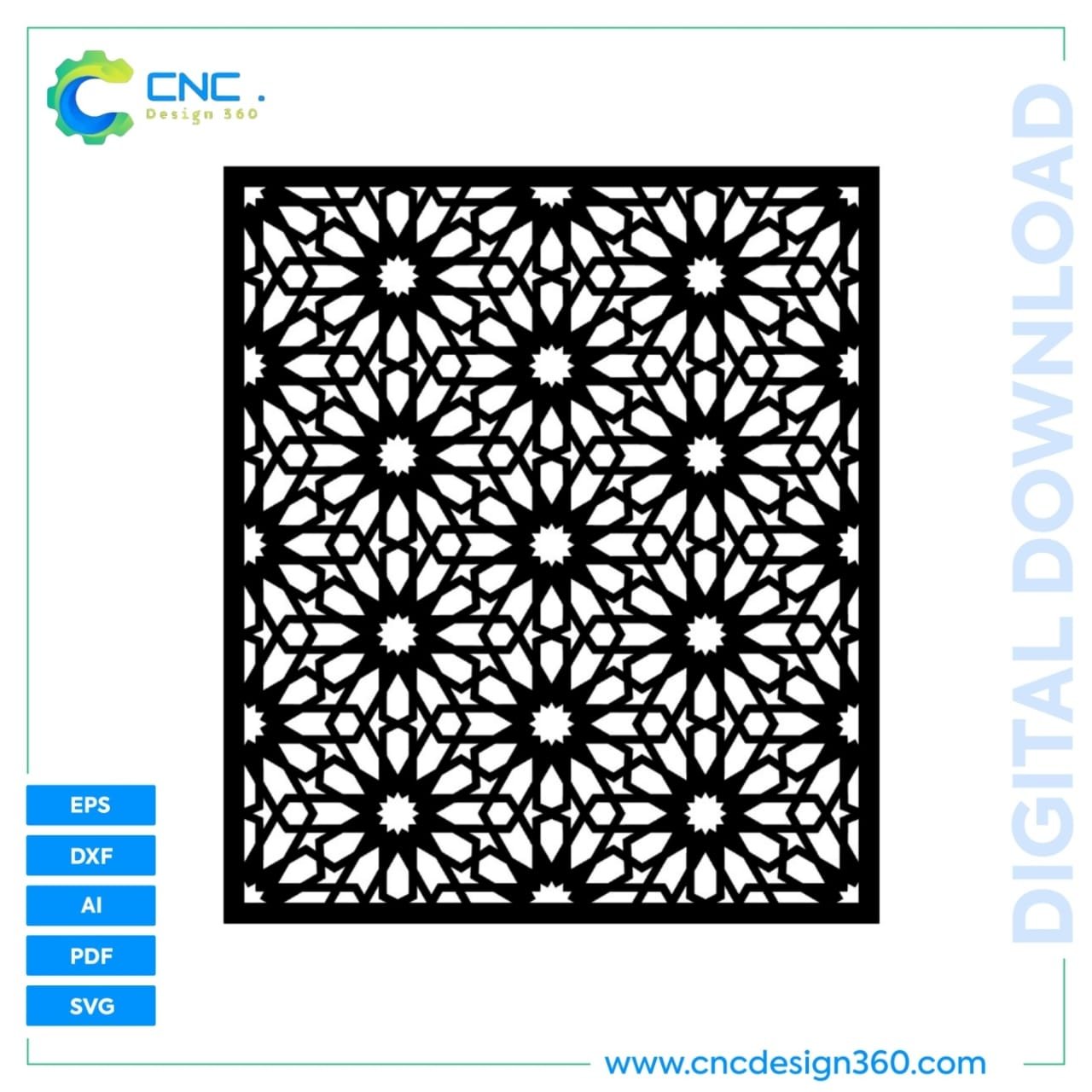 Islamic Geometric Pattern | Arabic Ornamental Design | CNC Laser Cut ...