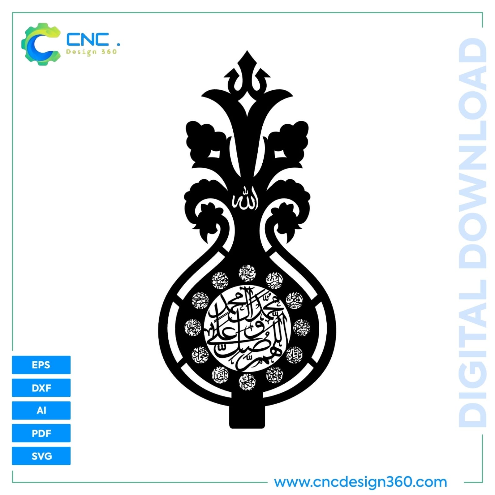 Alam Pak 12 Imam Islamic Calligraphy Design | CNC Laser Cut File SVG ...