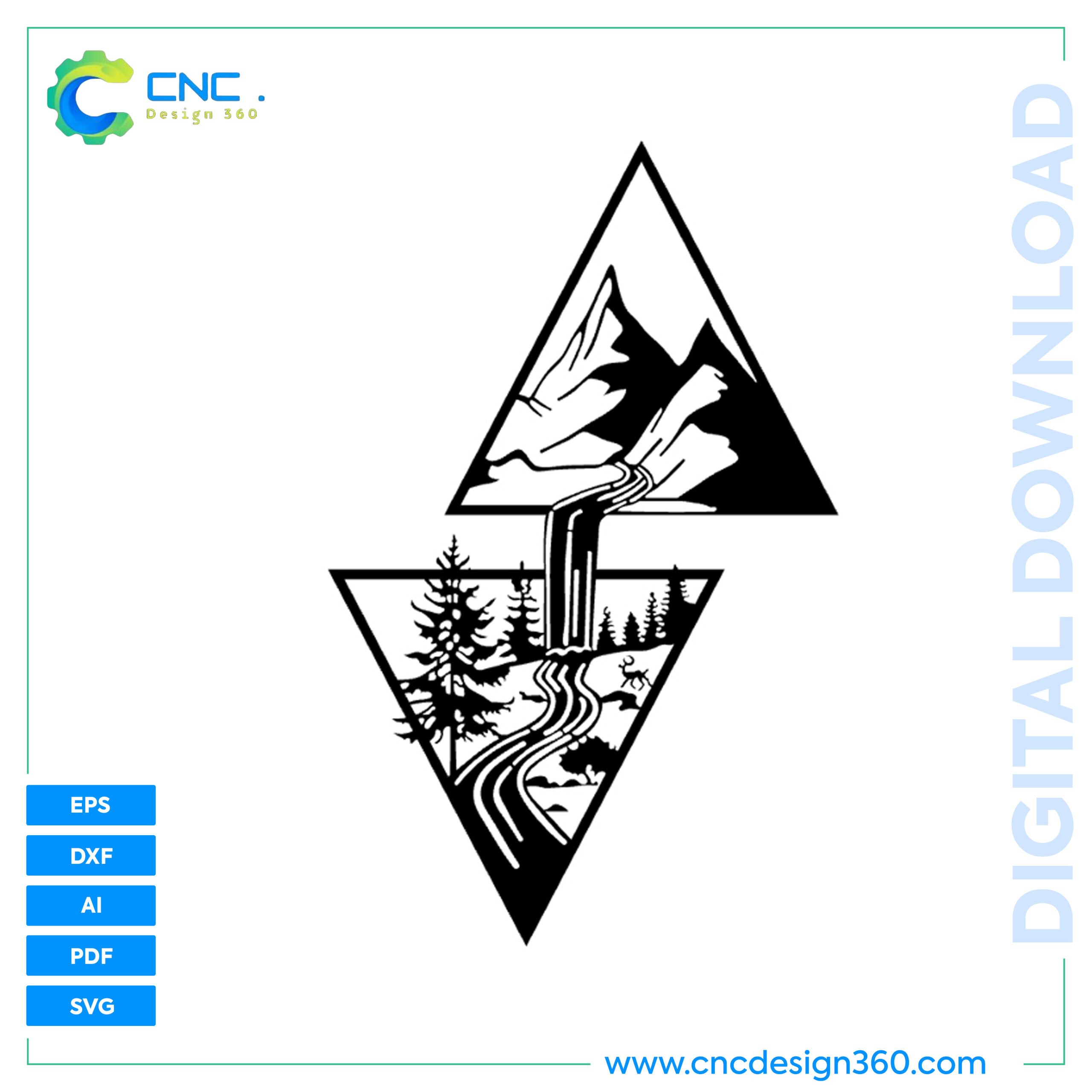 Geometric Triangle Scenery Wall Art | Mountain Landscape Design | CNC ...